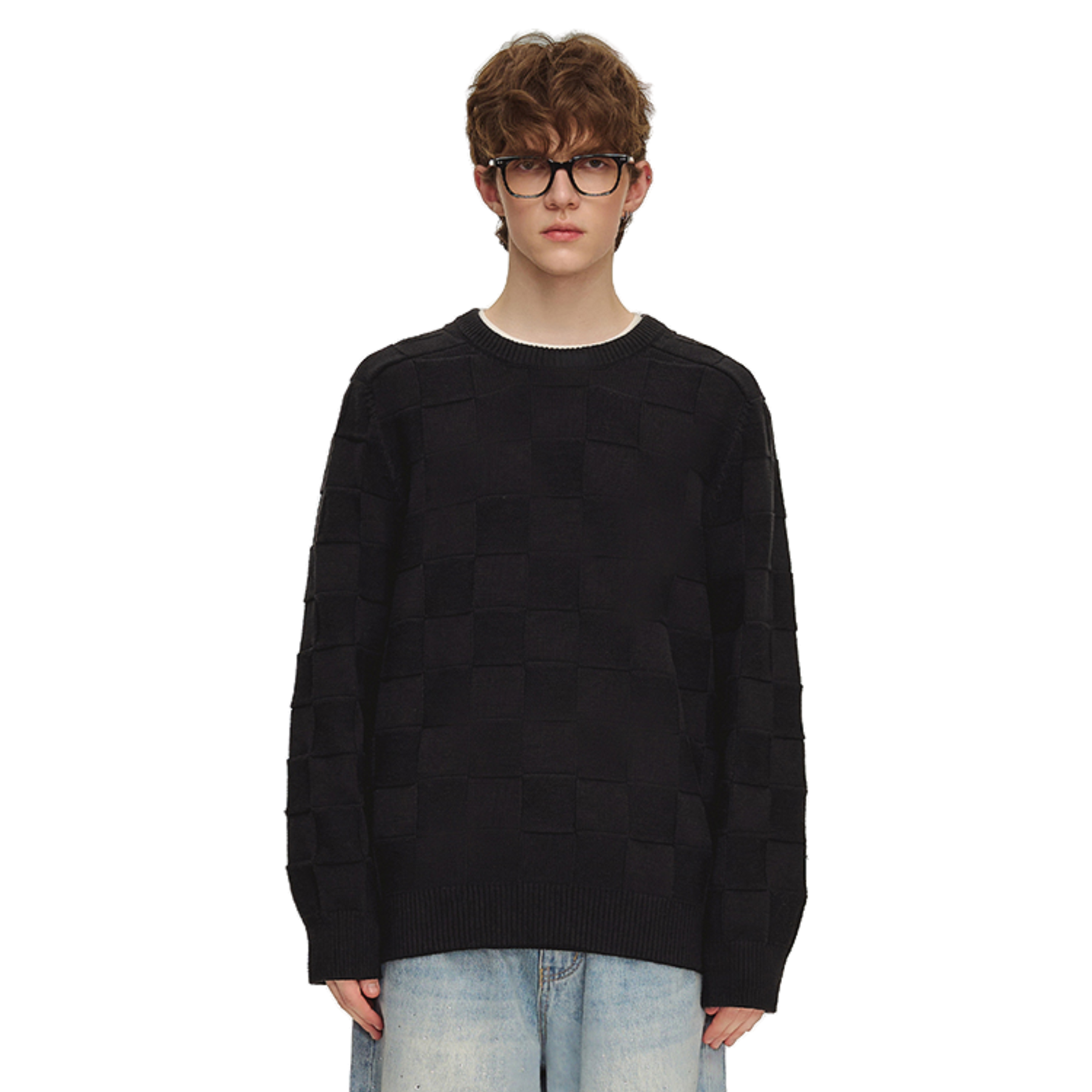 Checkerboard Leather Label Sweater – CLIMAX VISION